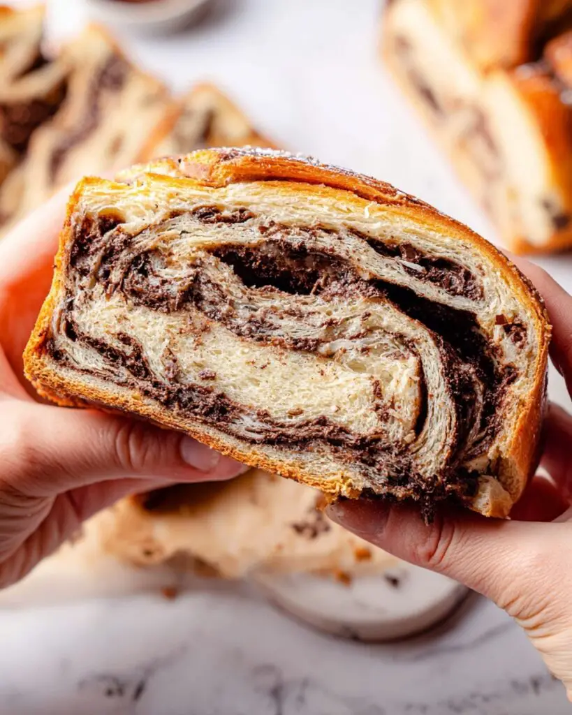 Chocolate Brioche with Cocoa Filling and Braided Design