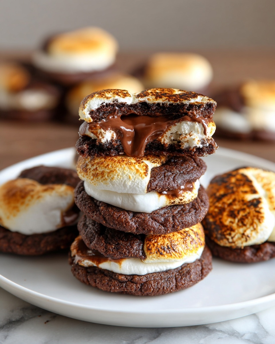 Hot Cocoa Cookies with Toasted Marshmallows & Melted Chocolate