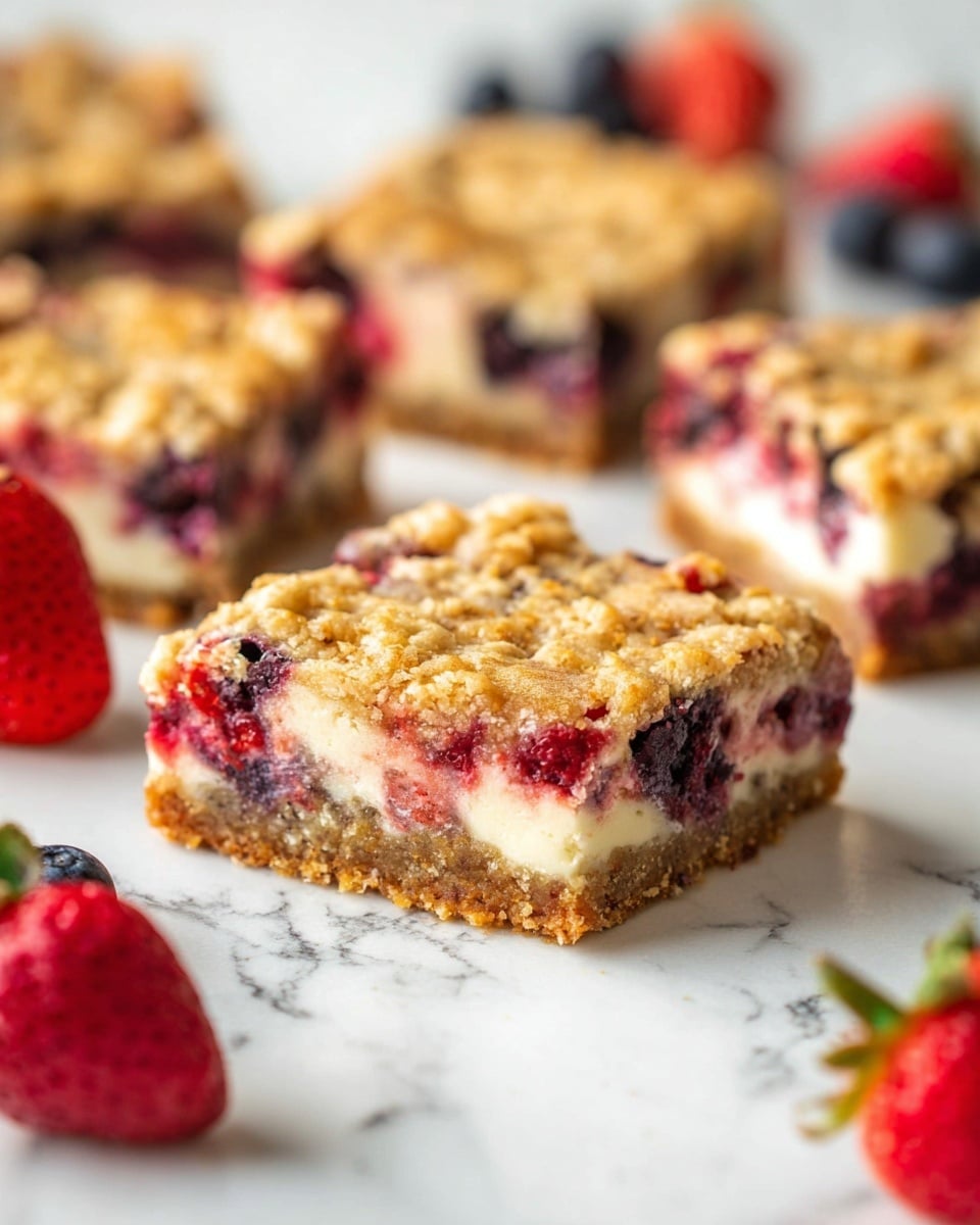 Berry Oatmeal Cheesecake Cookie Bars - Delicious, Easy & Fruity