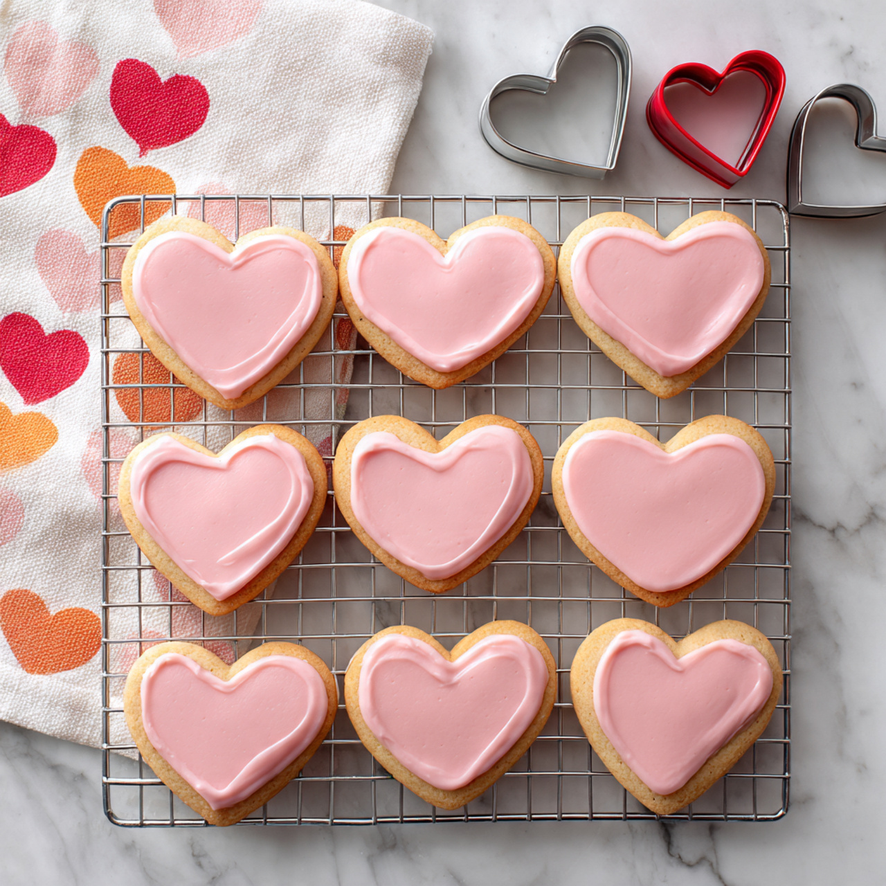 Heart Shaped Pastries with Jam & Colored Frosting | Easy & Festive
